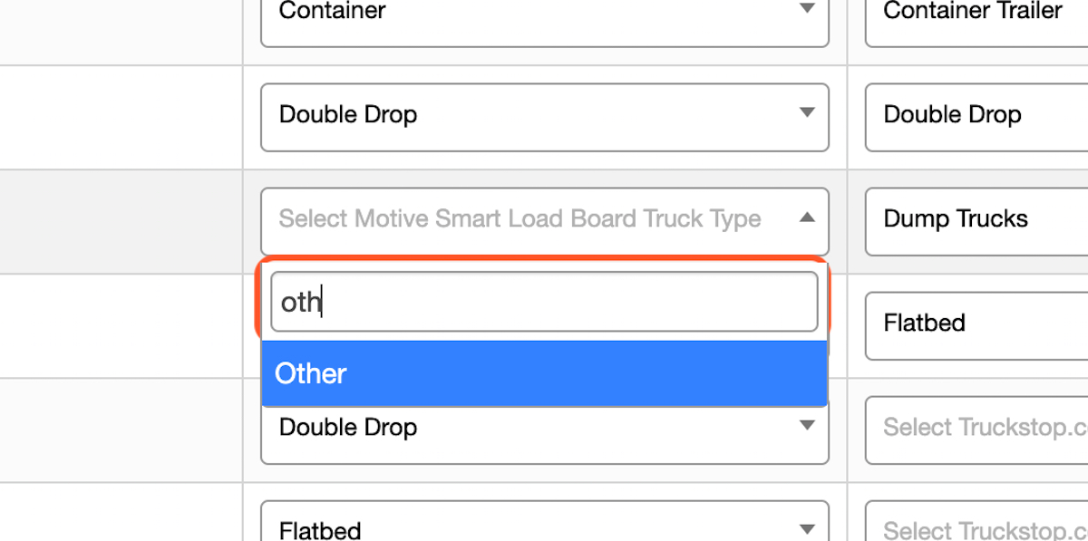 Truck Type/Equipment and Commodity Mapping for Load Posting - InMotion ...